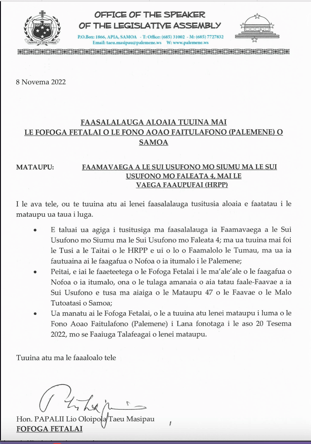Ma’ale’ale ma faaeteete le Fofoga Fetalai i aafiaga o aiātatau a ...